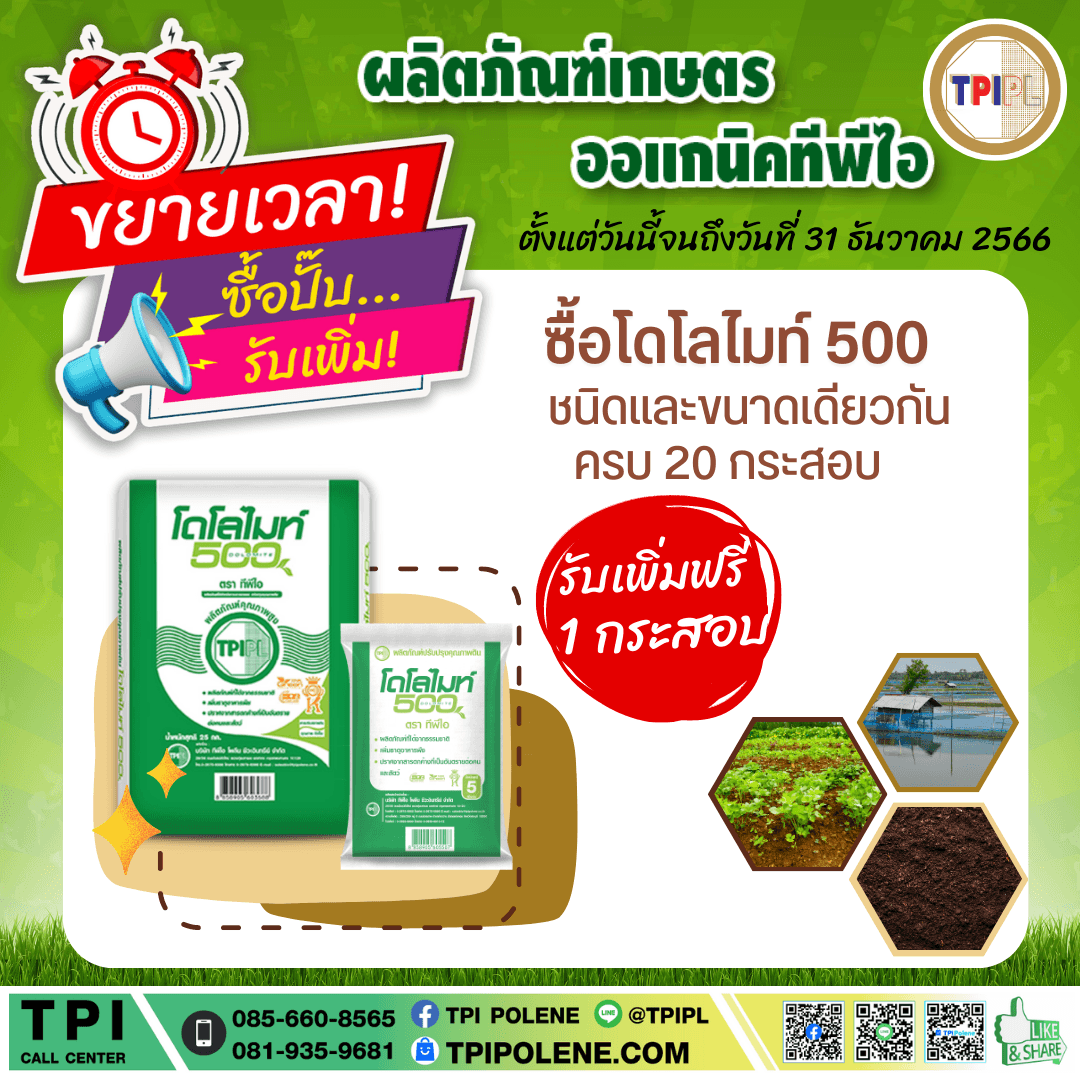 โดโลไมท์ 500 สำหรับพืช ทีพีไอ ขนาด 25 กก. | TPI Dolomite 500 For Plant 25 kg