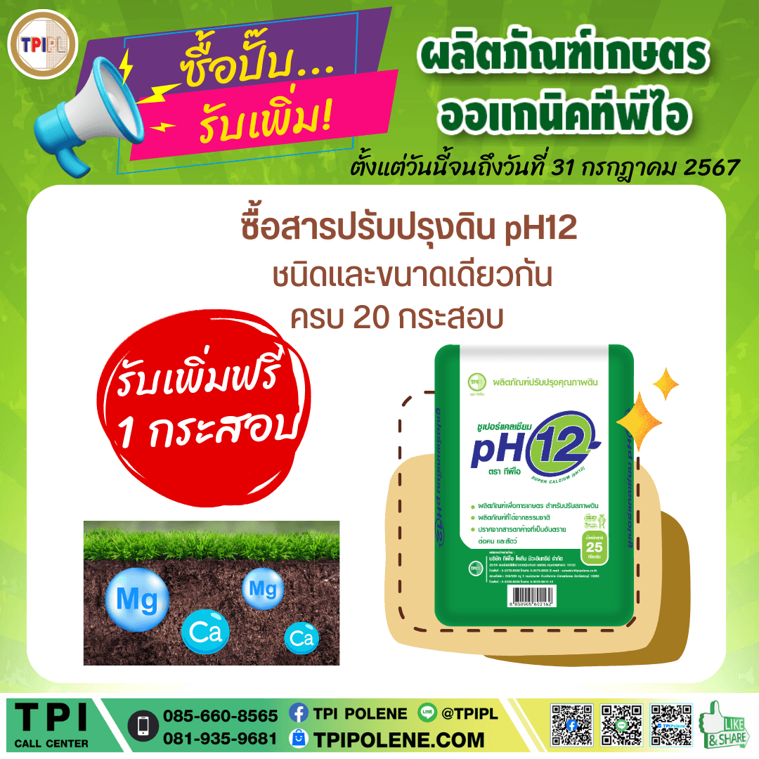 สารปรับปรุงดิน ซูเปอร์แคลเซียม pH12 ทีพีไอ ถุงพลาสติก ขนาด 25 กก. | TPI ...